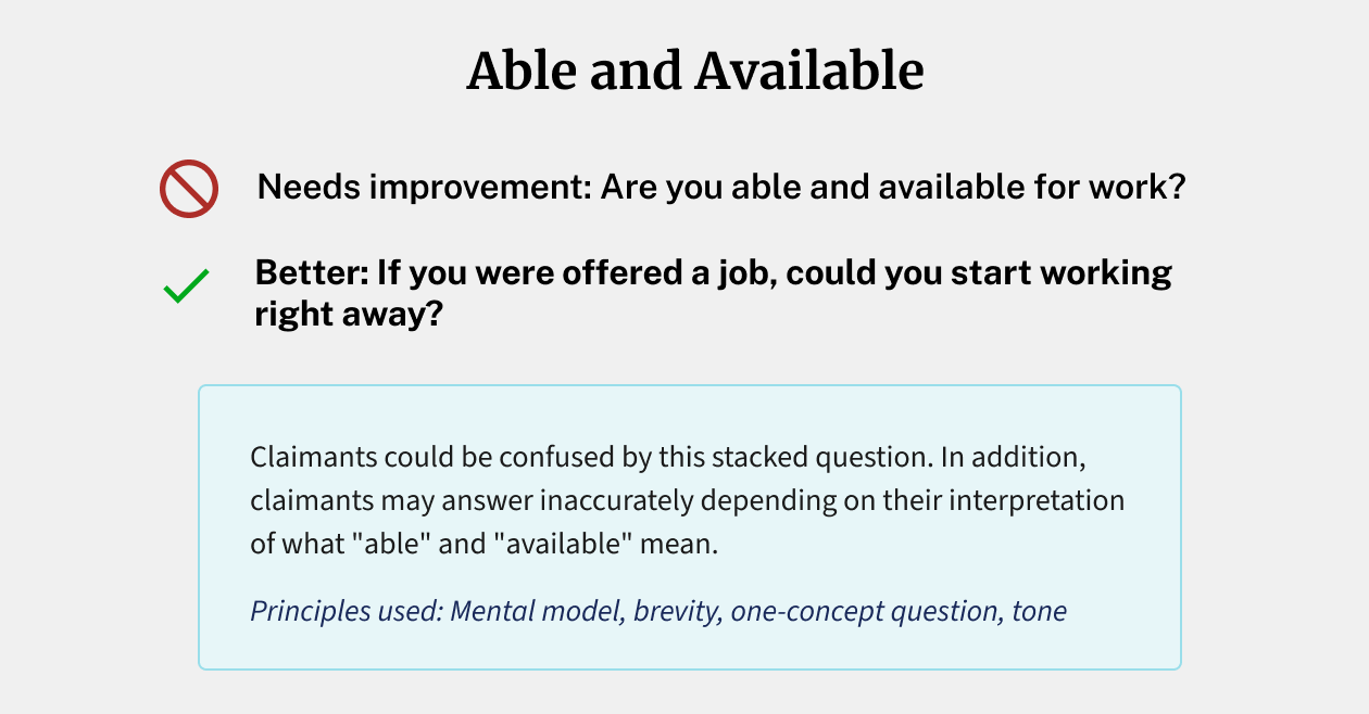 Examples of improved application questions | U.S. Department of Labor
