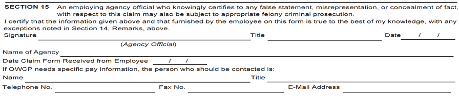 Form CA-7 Section 15